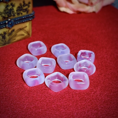 泓石斋天然白玛瑙公主方平安扣白玉髓高端宝石手链配件跑环15x7mm