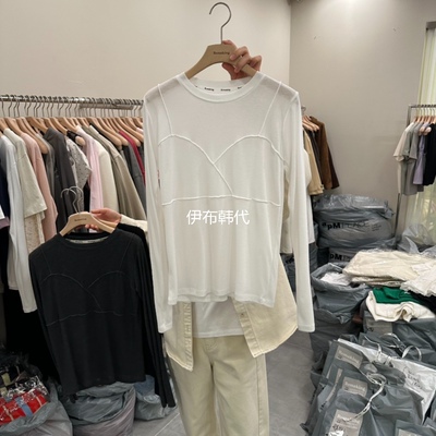 圆领薄款微透休闲长袖打底T恤