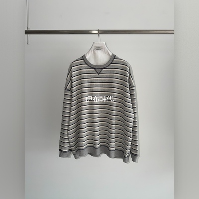 春款圆领简约条纹休闲卫衣
