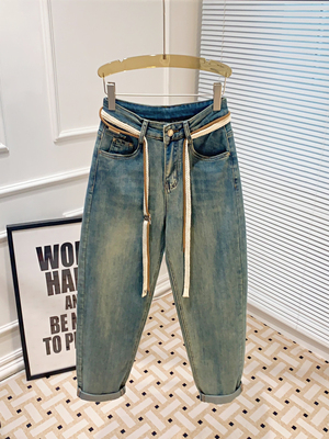 哈伦裤长裤常规棉2024春系带显瘦