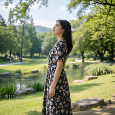 2026新款妈妈桑蚕丝V领连衣裙
