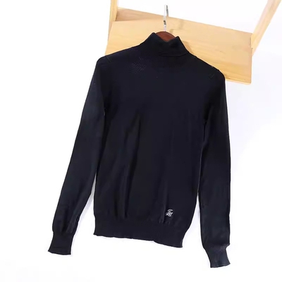 5折 晓外贸女装  真丝羊绒黑色秋冬经典百搭 高领针织毛衣A4053