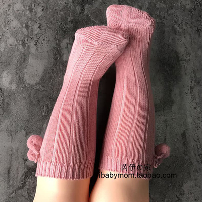 西班牙进口春秋女童双毛球中筒袜