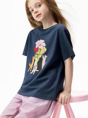 little moco童装正品26年夏款女童纯棉半袖印花短袖T恤KBF2TEET20