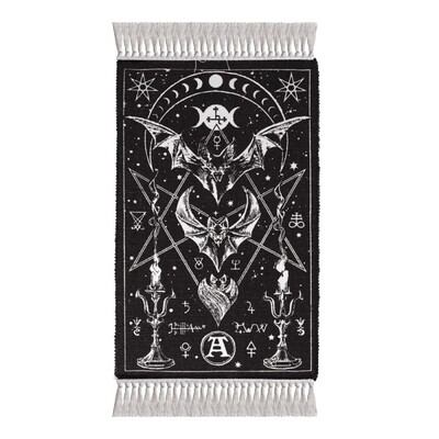 Alchemy Gothic RUG6 EVILUTION 吸血鬼之翼蝙蝠图案编织流苏地毯