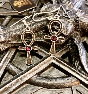 奥西里斯圆环十字架哥特耳环