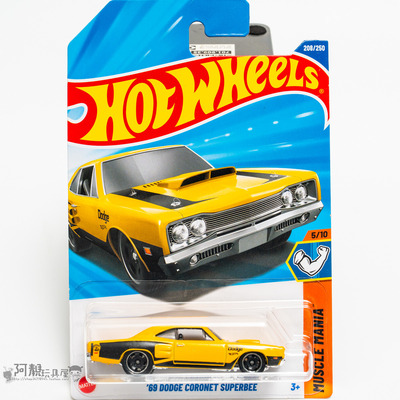 2025K-208号 '69 道奇CORONET SUPERBEE黄色 风火轮小车hotwheels