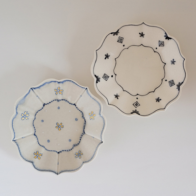 桔梗皿手绘冰裂釉陶瓷点心碟圆形