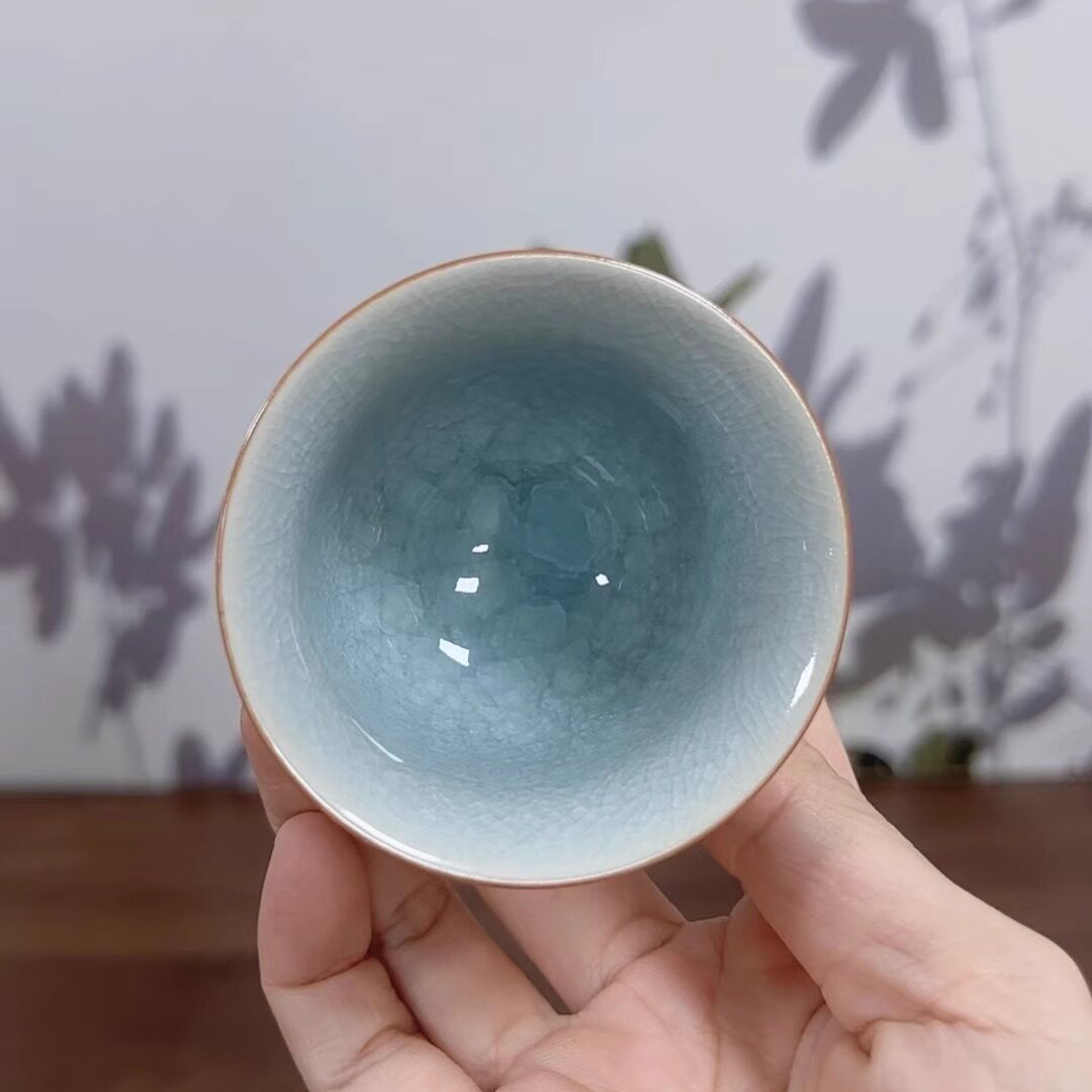 汝窑青冰裂花主人杯单杯开片个人专用茶杯陶瓷品茗杯功夫茶具茶盏