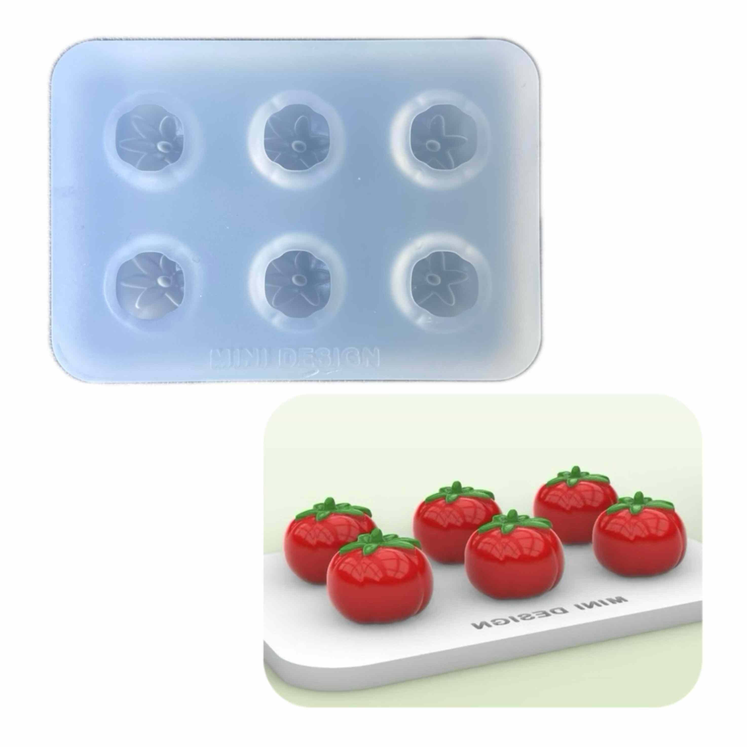DIY手工3D番茄模具树脂uv水晶滴胶钥匙扣迷你挂件硅胶模具