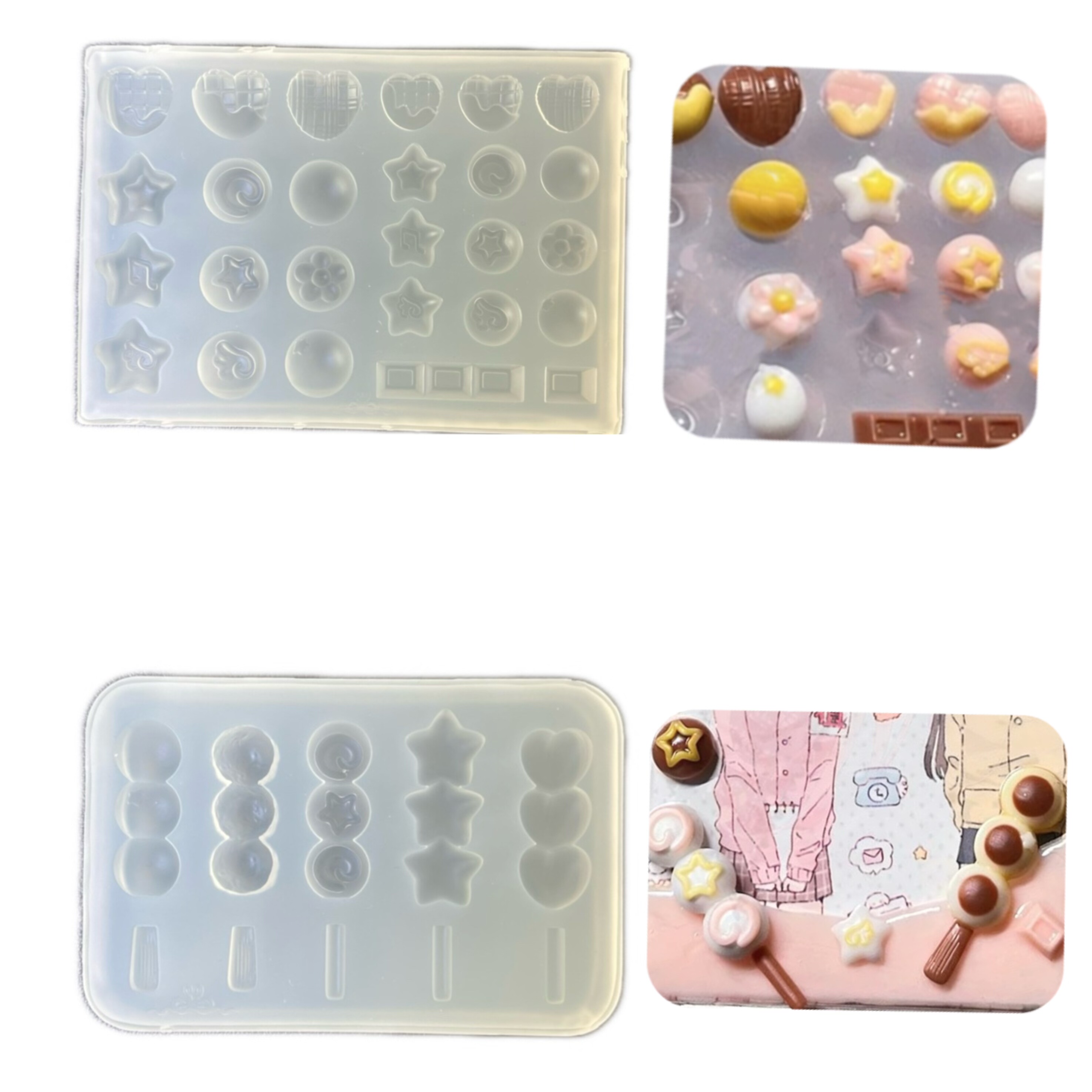 DIY手工串串小丸子树脂uv水晶滴胶钥匙扣迷你挂件硅胶模具