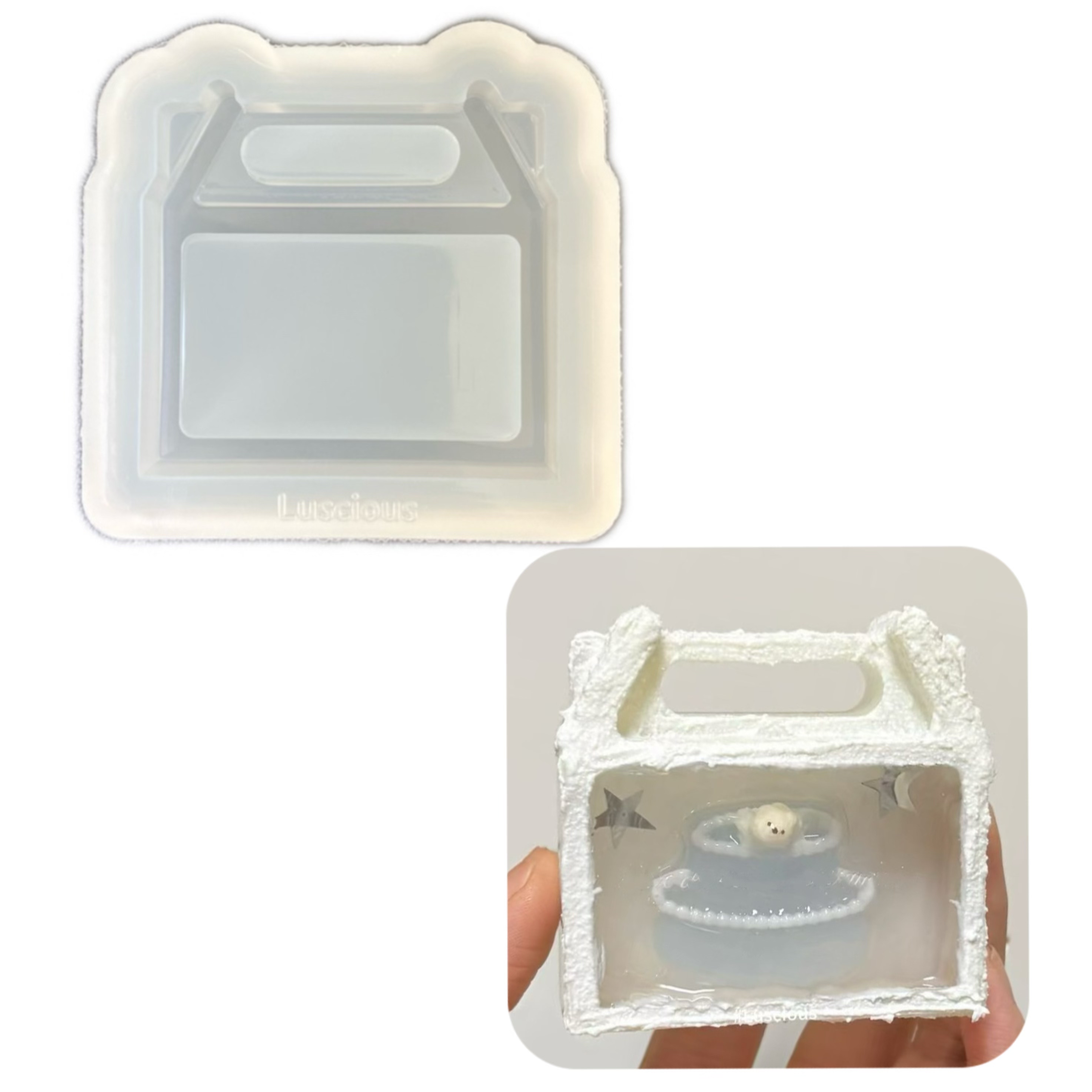 DIY手工手提甜品盒模具树脂uv水晶滴胶钥匙扣迷你挂件硅胶模具