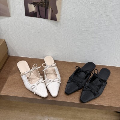 FQ3 实拍HY春夏蝴蝶结内增高包头半托女夏外穿百搭一脚蹬穆勒拖