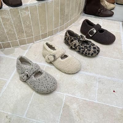 FQ3 实拍THE BULAGE毛毛鞋女一字带仙女风秋冬玛丽珍鞋棉鞋女单鞋