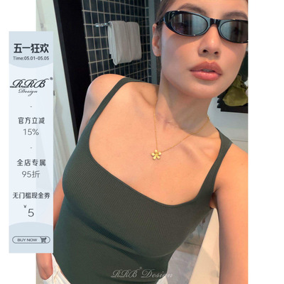 修身显瘦高弹纯色针织吊带背心