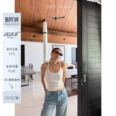 RRB Design 修身显瘦工字背大U领吊带背心 百搭基础无袖上衣