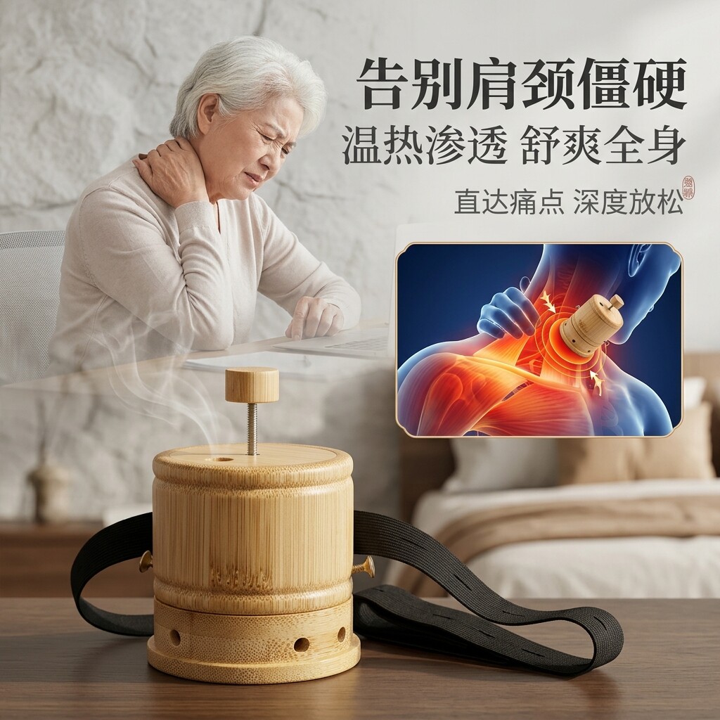 竹智多木楠竹艾灸罐便携式温熏调理器木质圆形温热渗透全身按摩器
