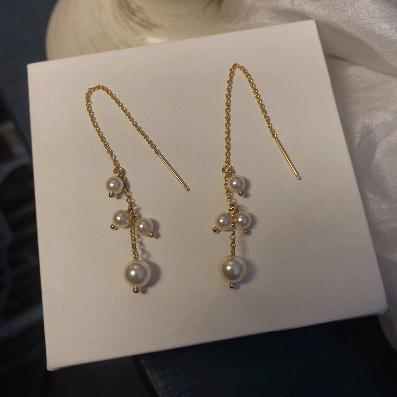 Tyusha超温柔*进口施家珍珠美国14K包金耳线耳环耳挂防过敏简约女_虎窝淘