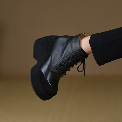 misili短靴坡跟防水台高跟女靴