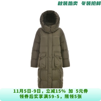 HL1R0009时尚过膝保暖外套加长款鹅绒服女11.12冬