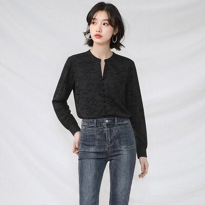 SE0D0011都市时尚感上衣单排扣纯色衬衫女3.27春