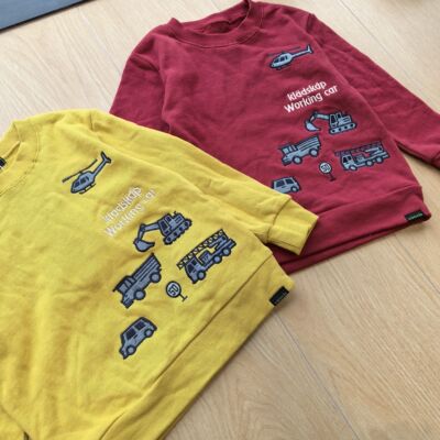 0587断码特价 90cm 纯棉毛圈秋 kladskap 男童工程车刺绣圆领卫衣