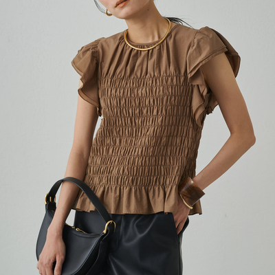 LD轻薄且重工三维两层荷叶衬衫