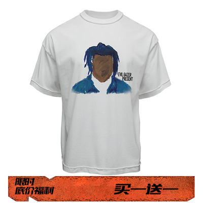 EVIL GAZER复古水洗人像嘻哈说唱XXXTentacion印花宽松短袖T恤男