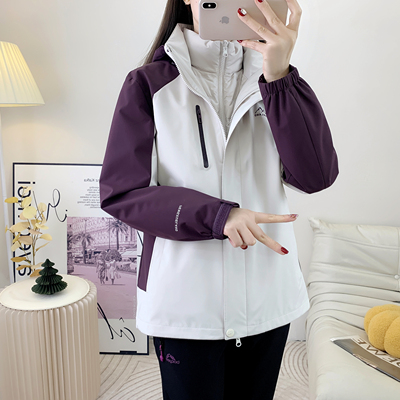 风雪狼品牌三合一冲锋衣女羽绒内胆可拆卸防风防水保暖冬季登山服