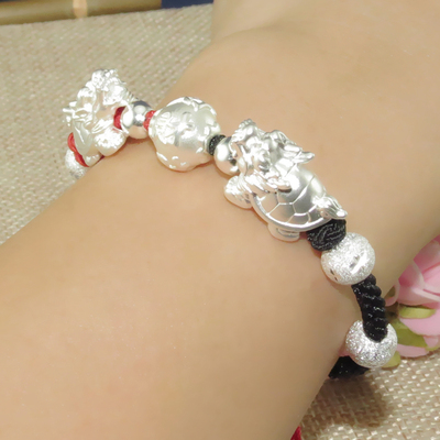 纯银招财转运珠貔貅手链