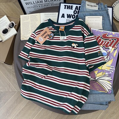 纯棉条纹长袖韩版短袖T恤内搭韩