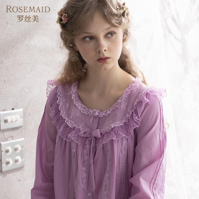 Rosemaid/罗丝美19年秋冬专柜新品19243*60支棉*长袖蕾丝睡衣裤
