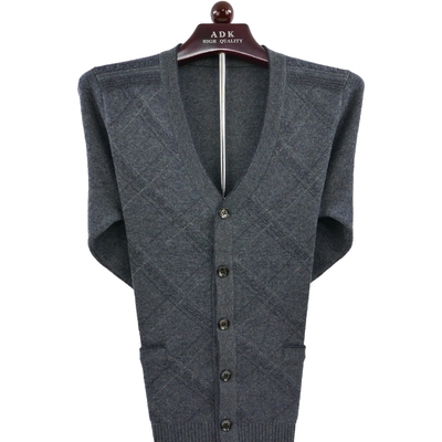 金兔V领羊毛衫男开衫外套毛衣厚