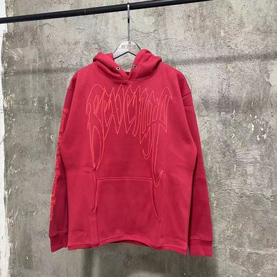 revenge酒红色连帽卫衣