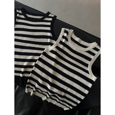 圆领针织条纹吊带背心女夏季内搭