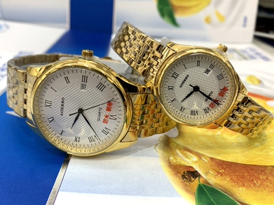 AOERBO澳尔博手表99095B简约大气钢带石英防水男女表带历指针式