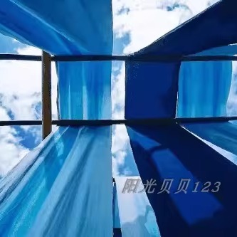 纯色门帘全棉布料蓝染复古风