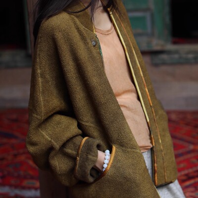 【TTDP云端系列 】轻奢双面穿肌理感手工植物染色羊绒外套 O03169