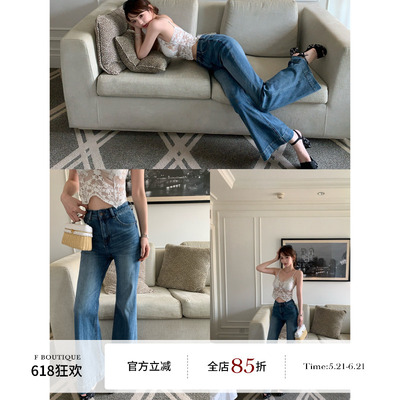 F boutique「丰胯神裤」梨形友好ch1oe高腰提臀修身微喇牛仔长裤