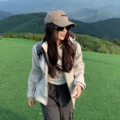 大眼LARGE EYE 冲锋衣外套风防水户外登山服小个子休闲秋款短外套