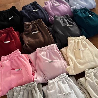 韩国东大门宽松直筒束脚加绒卫裤