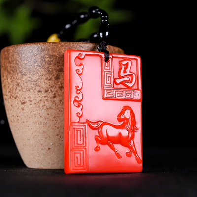 和田玉红玉十二生肖吊坠新疆鸡血石玉鼠牛虎兔龙蛇马羊鸡狗猪挂件