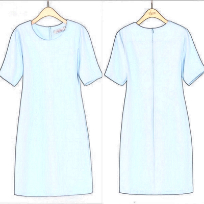 视频1173夏连衣裙中长款圆领裙子女短袖裁剪图板服装di纸样