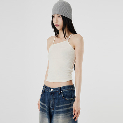 国内现货Raucohouse Unbalance rib string sleeveless不规则吊带