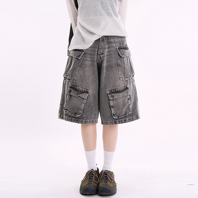 Raucohouse韩代口袋牛仔半腿裤