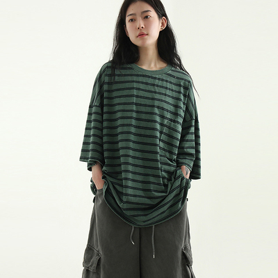 Localmansion韩代半袖宽松条纹T