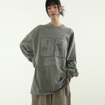 Localmansion韩代水洗字母长袖T