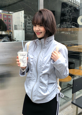 【cuckoo】韩国官网代购 侧边抽褶系带立领薄外套 from beginning