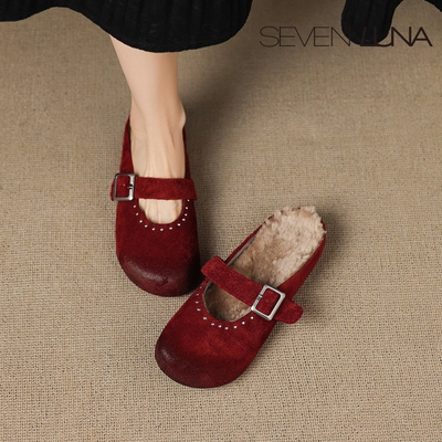 SEVEN LUNA~国内正品2025秋冬铆钉加绒勃肯鞋毛毛鞋拖鞋女SLWC371