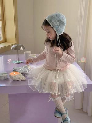 7seven·26年·女童套装春春季洋气春装公主背心裙两件套·贝壳裙